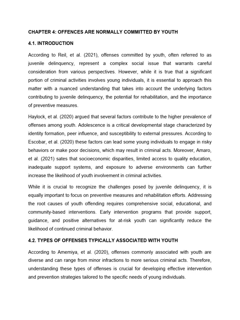 Chapter 4 Offences Normally Commited by Youth | PDF | Juvenile ...