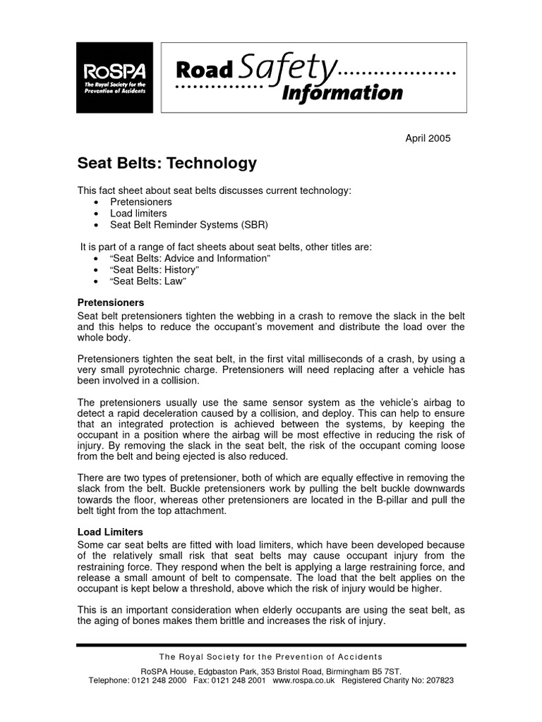 Seatbelt Technology | PDF | Seat Belt | Airbag