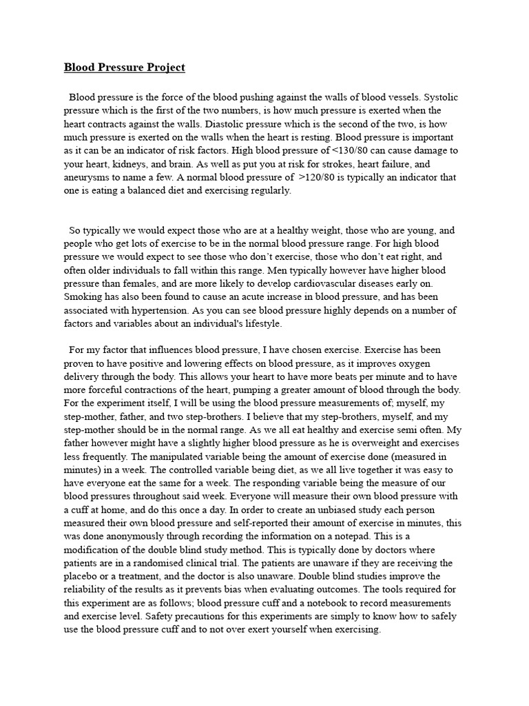 Blood Pressure Project | Download Free PDF | Blood Pressure | Heart