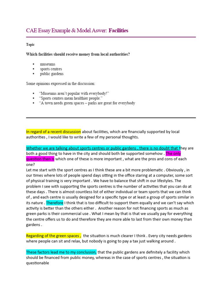 CAE Essay Example | PDF