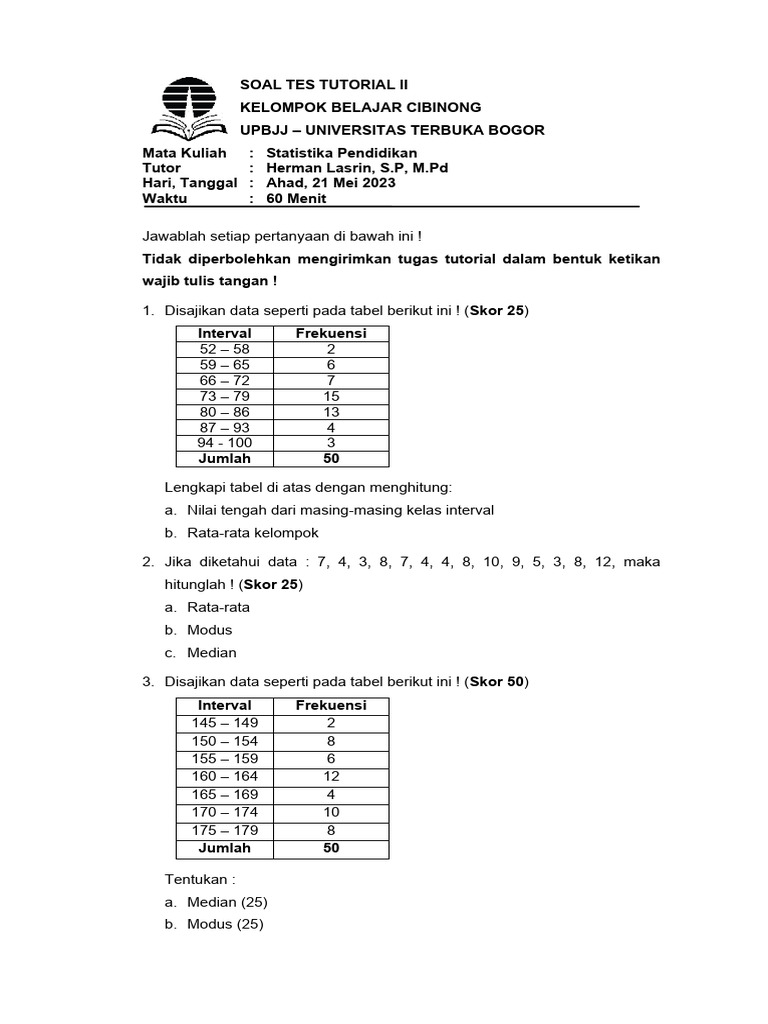 Soal Statistika Pendidikan | PDF