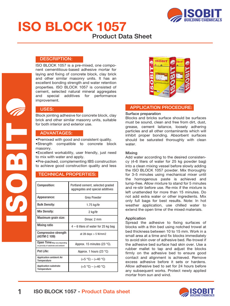 Iso Block 1057 en | PDF | Concrete | Adhesive