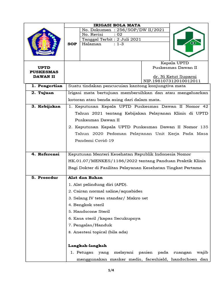 Irigasi Mata SK 21 | PDF