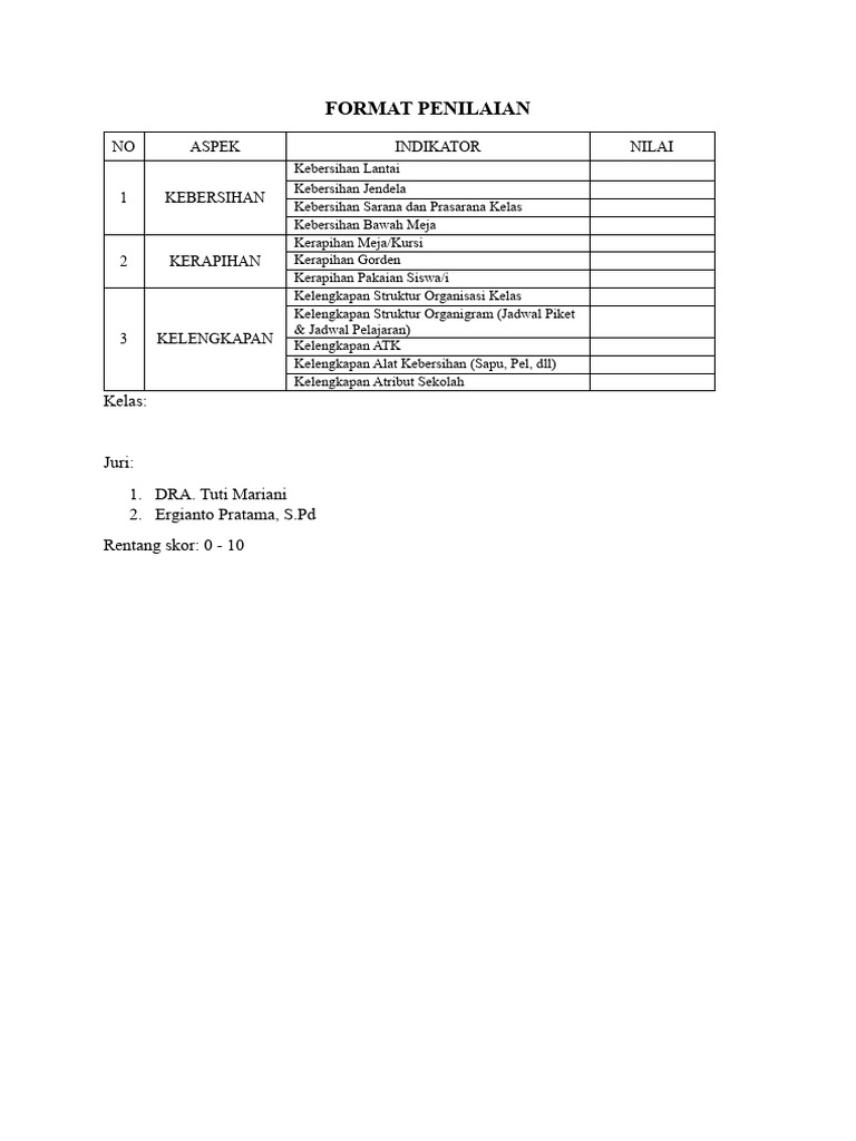 Format Penilaian | PDF