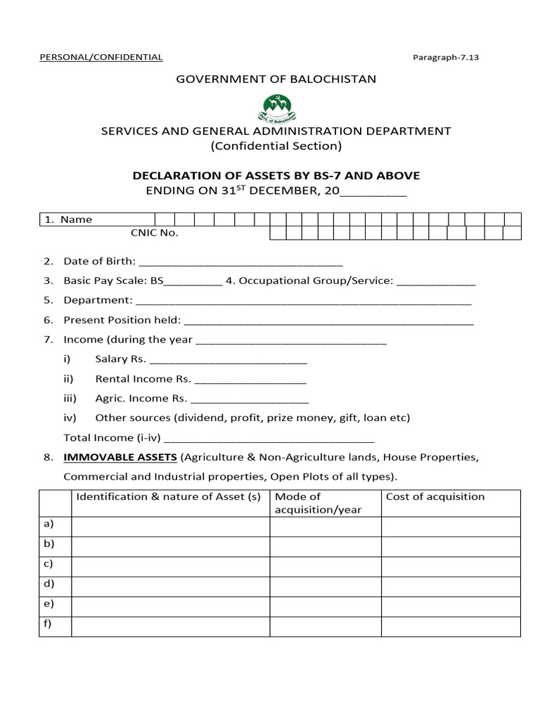 Assets Declaration | Download Free PDF | Banks | Deposit Account