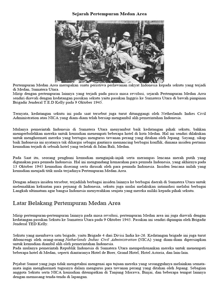 Sejarah Pertempuran Medan Area | PDF