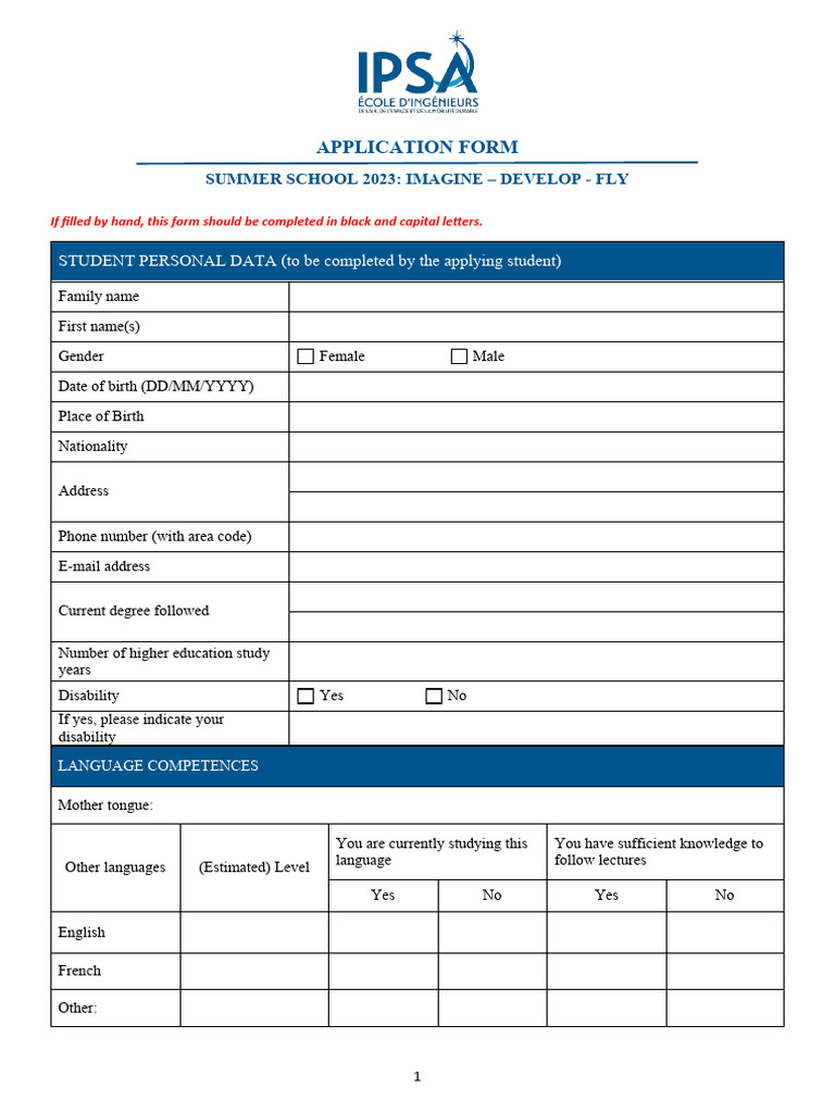 Application - Form SummerSchool2023 - IPSA | PDF