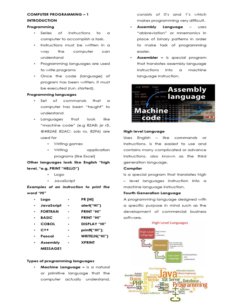Unit I A Programming Fundamentals Download Free Pdf Computer Program Programming