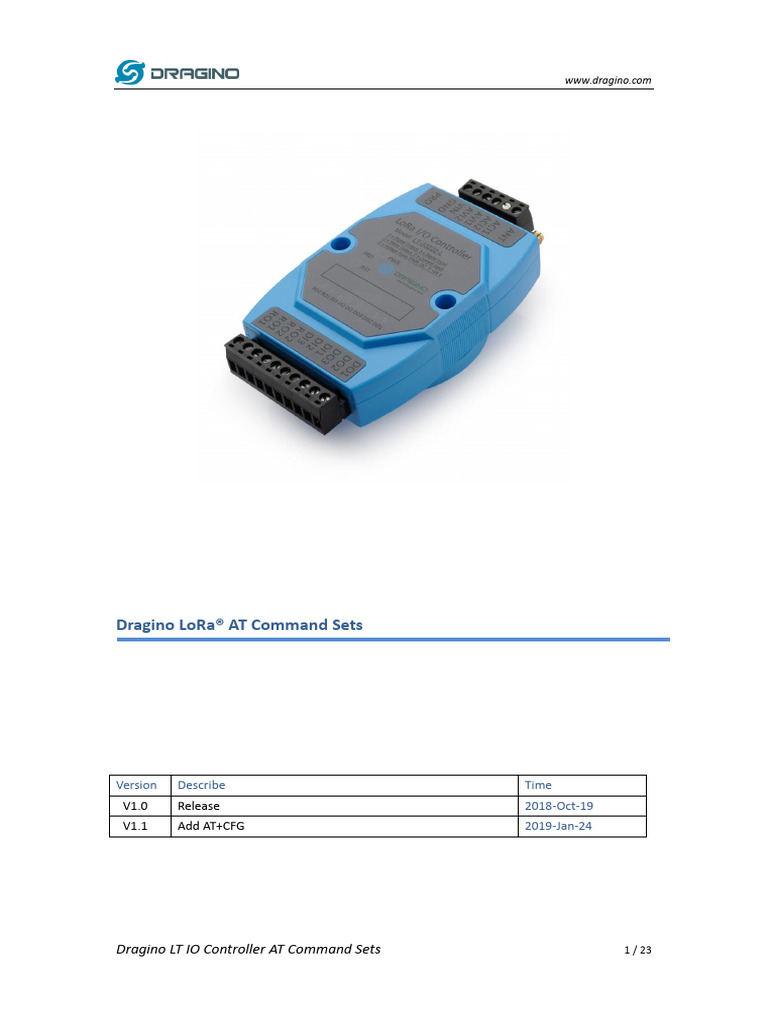 DRAGINO - LT - AT Commands - v1.1 | PDF | Computing | Telecommunications