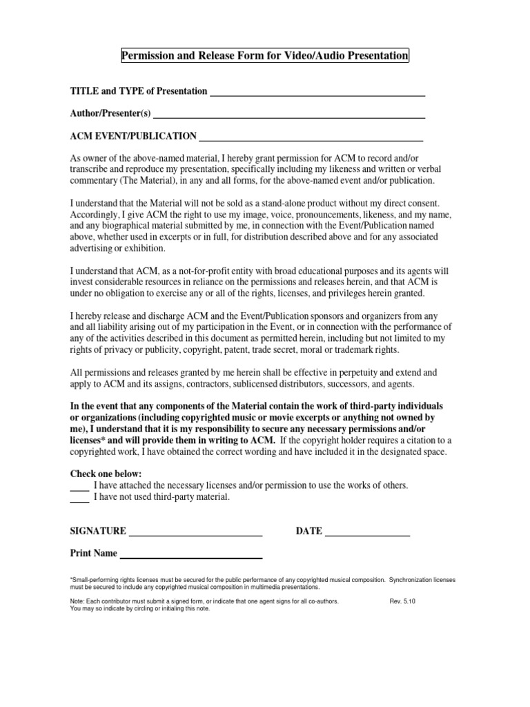Acm PR Form | PDF | Copyright | License
