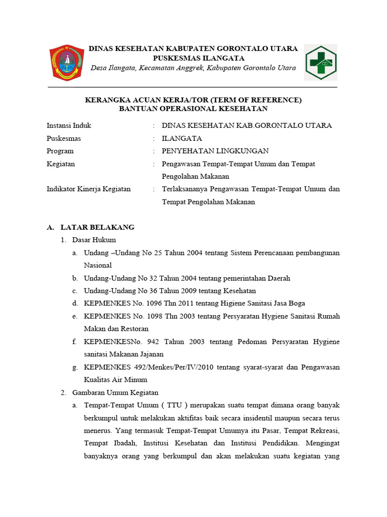 KAK Pengawasan TTU, TPM | PDF