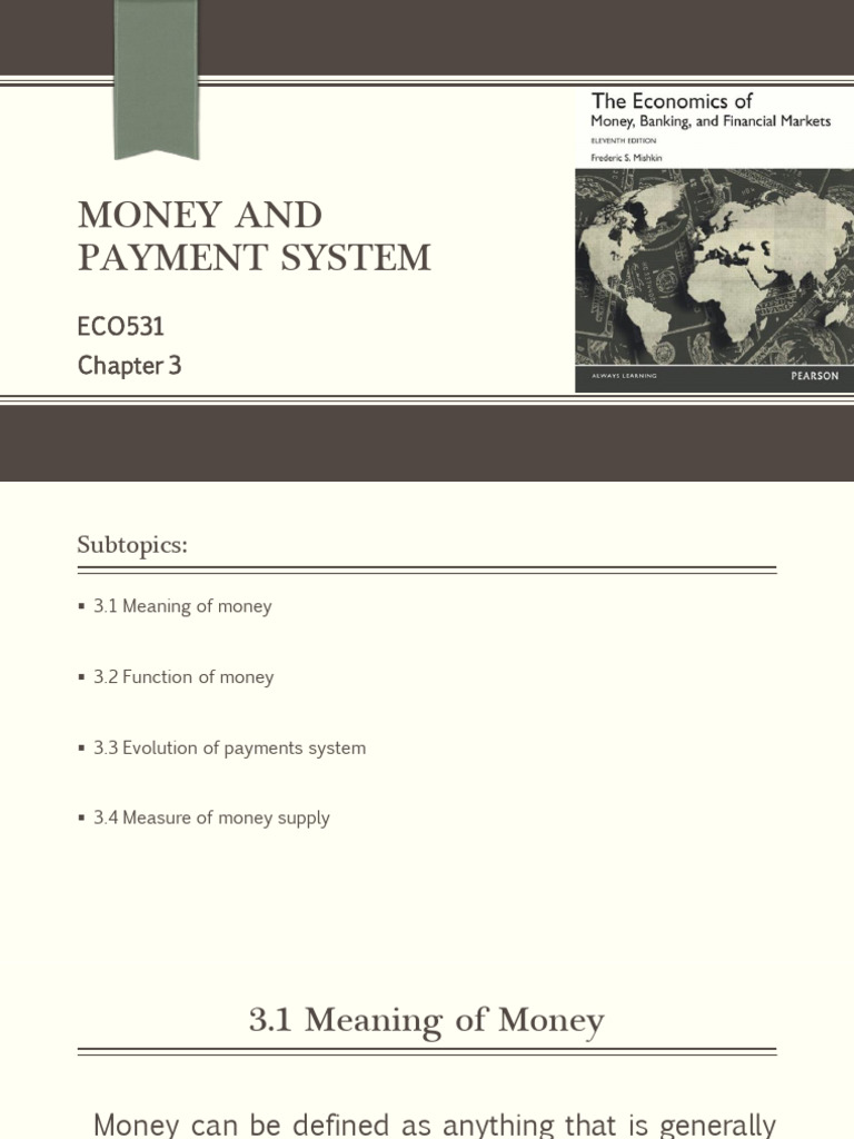 Role of Money in Payment Systems | PDF | Money | Money Supply