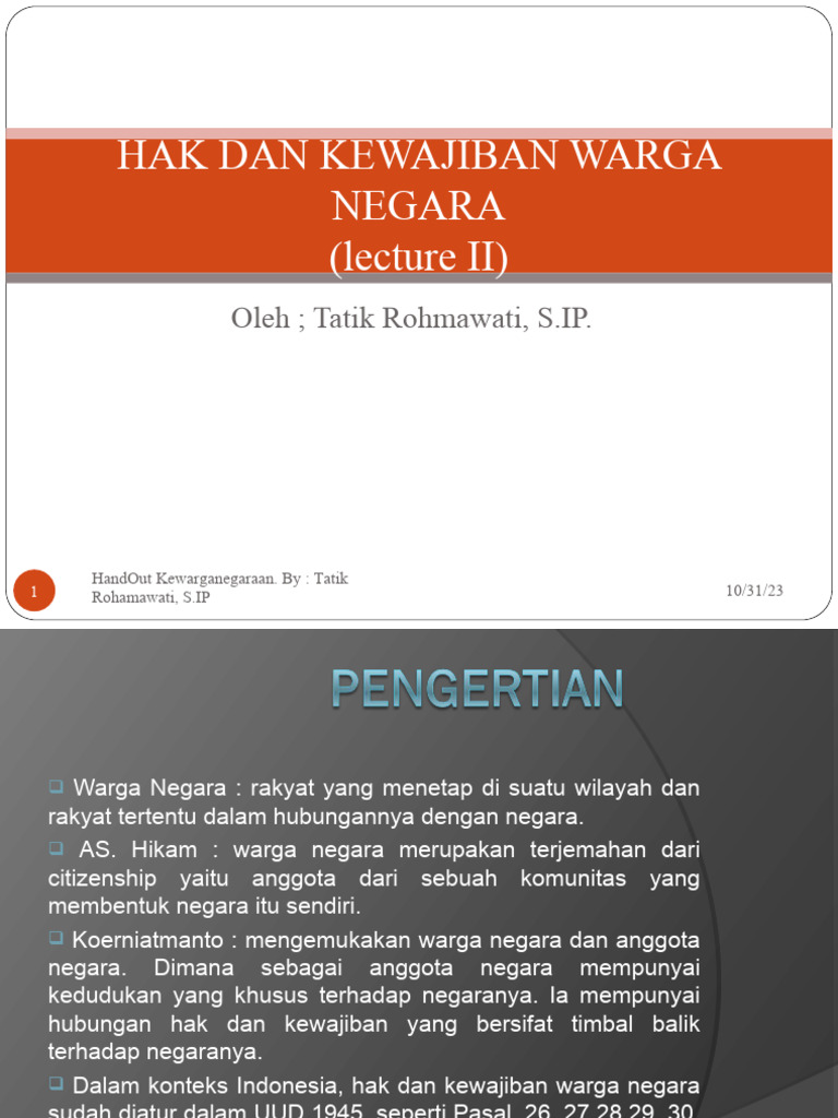 Hak dan Kewajiban Warga Negara RI | PDF | Ilmu Sosial | Hukum
