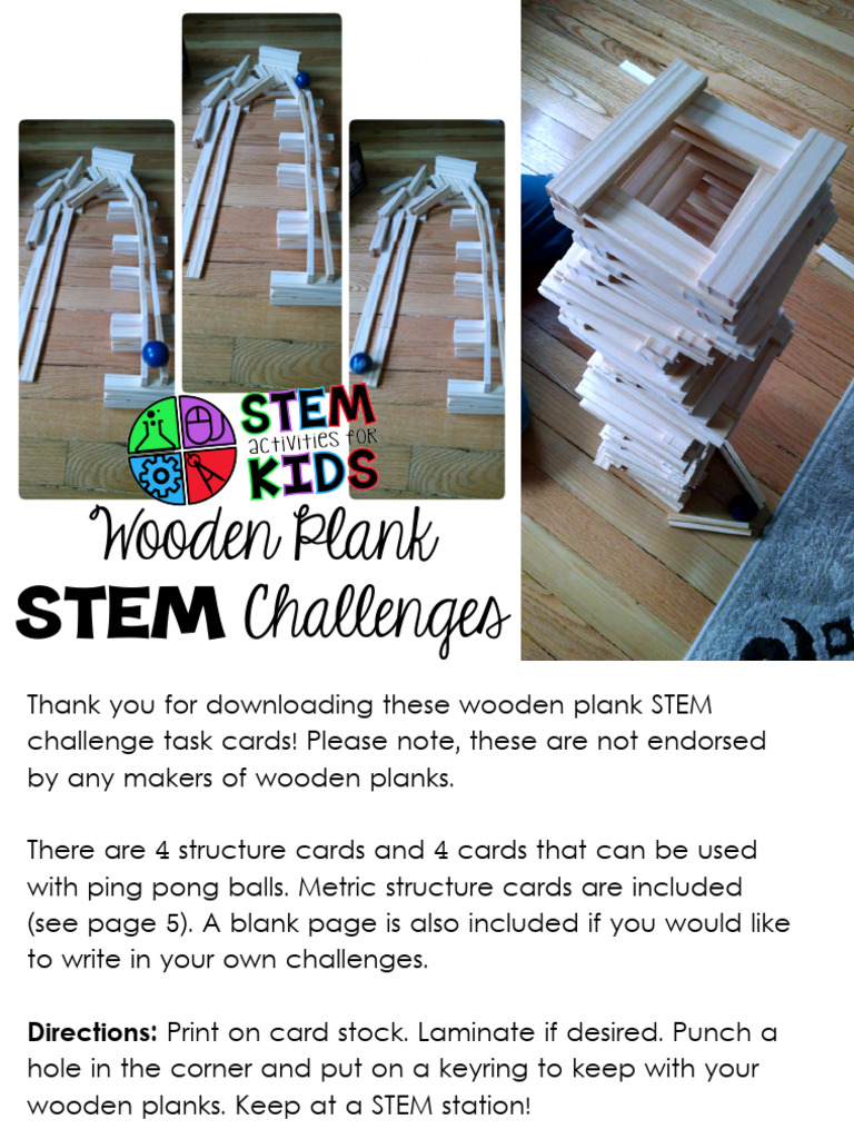 Wooden Plank STEM Challenge Task Cards | Download Free PDF | Freedom Of ...