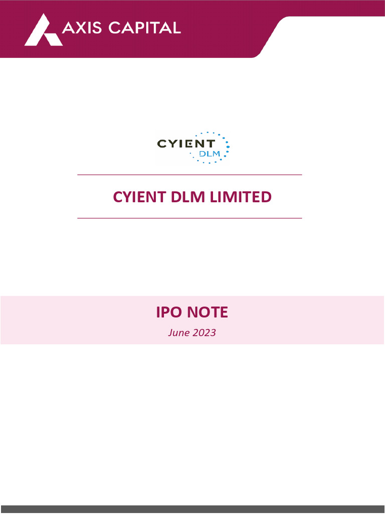 Cyient DLM LTD - IPO Note - June'2023 | PDF | Programmable Logic Controller | Input/Output