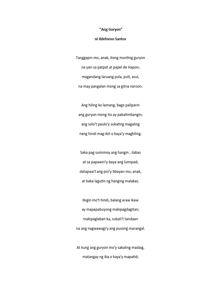 Ang Guryon Ni Ildefonso Santos | PDF