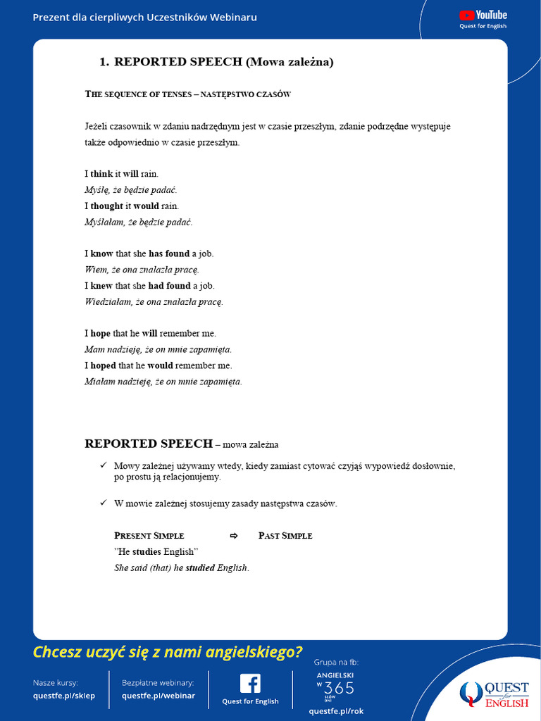 Reported Speech | PDF