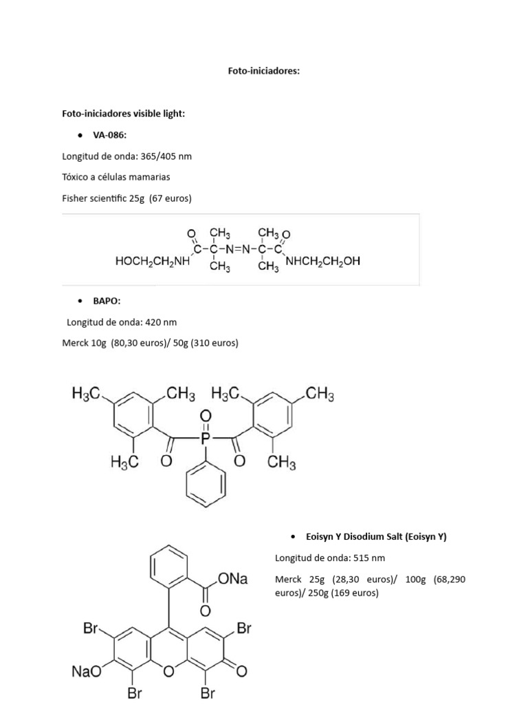 Fotoiniciadores Posibles | PDF | Salud y bienestar | Tecnología