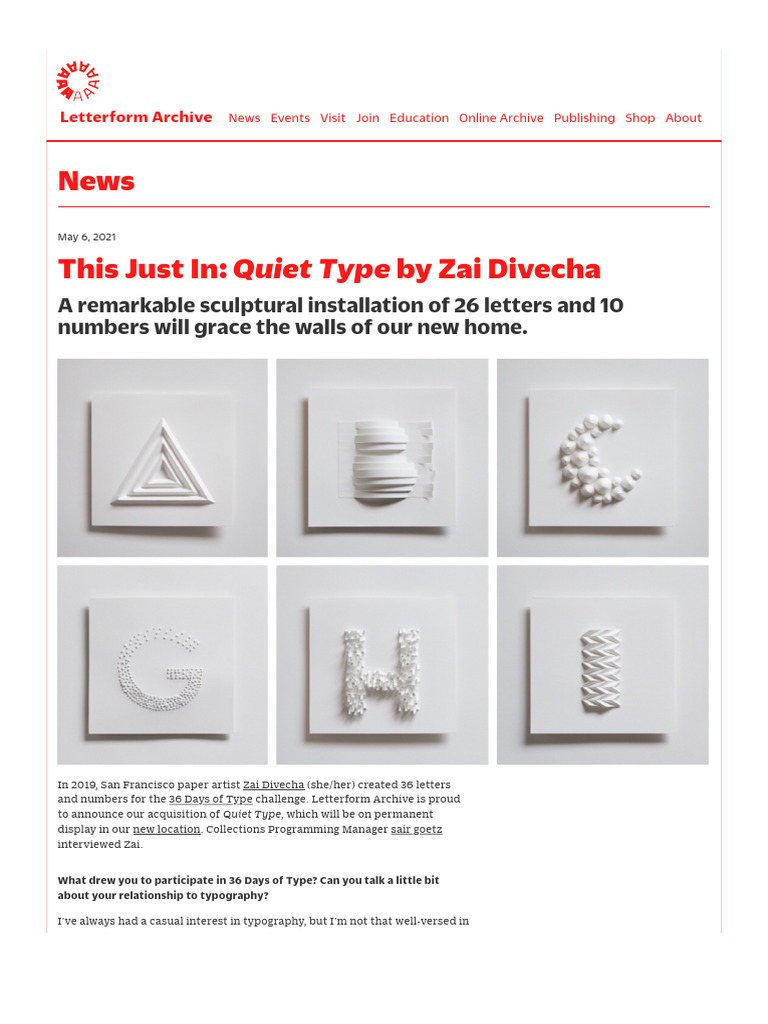 This Just in - Quiet Type by Zai Divecha - Letterform Archive | PDF ...