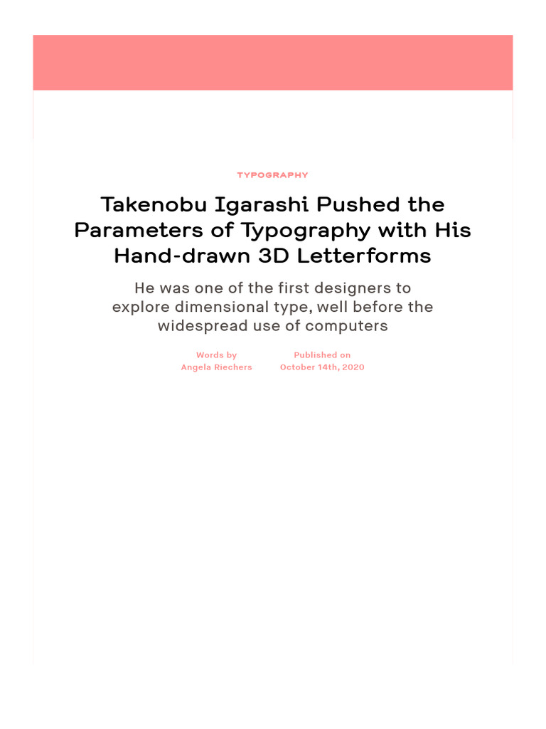 Takenobu Igarashi Pushed The Parameters of Typography With His Hand-Drawn 3D Let | Download Free ...