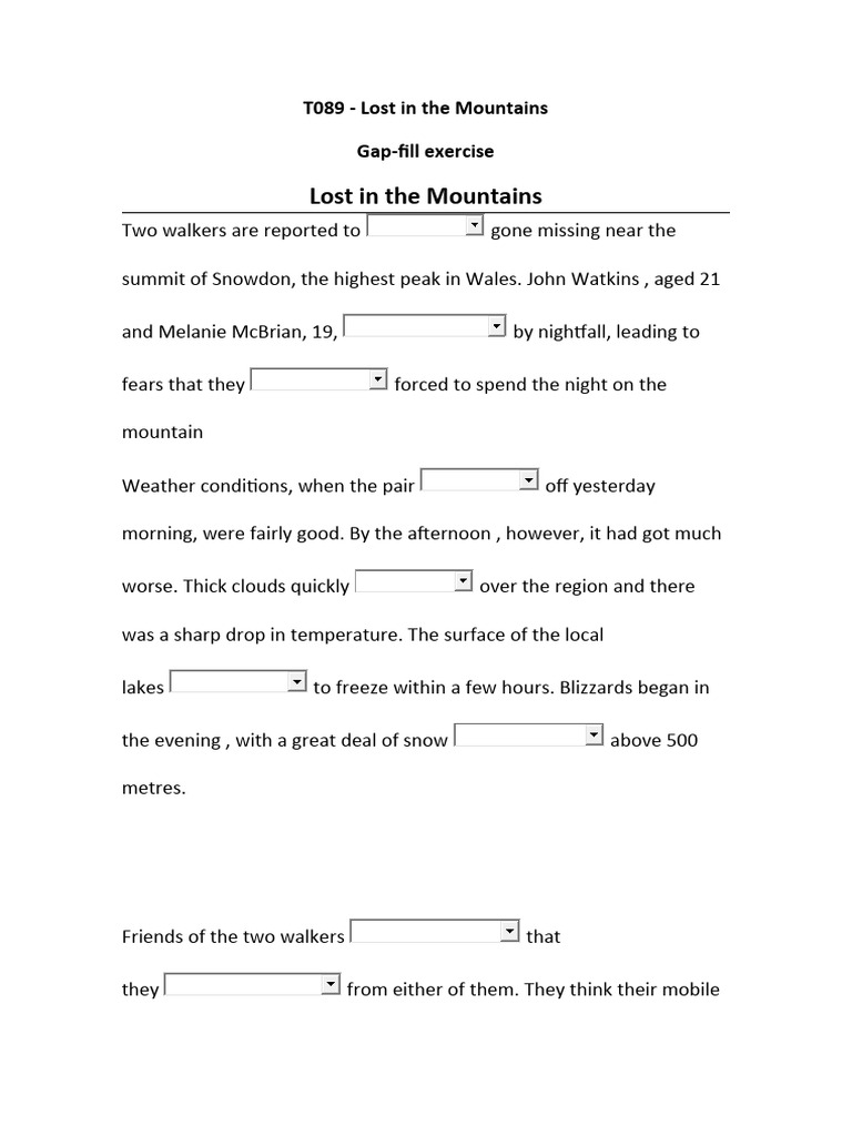 Lost in The Mountains Verb Tenses | PDF