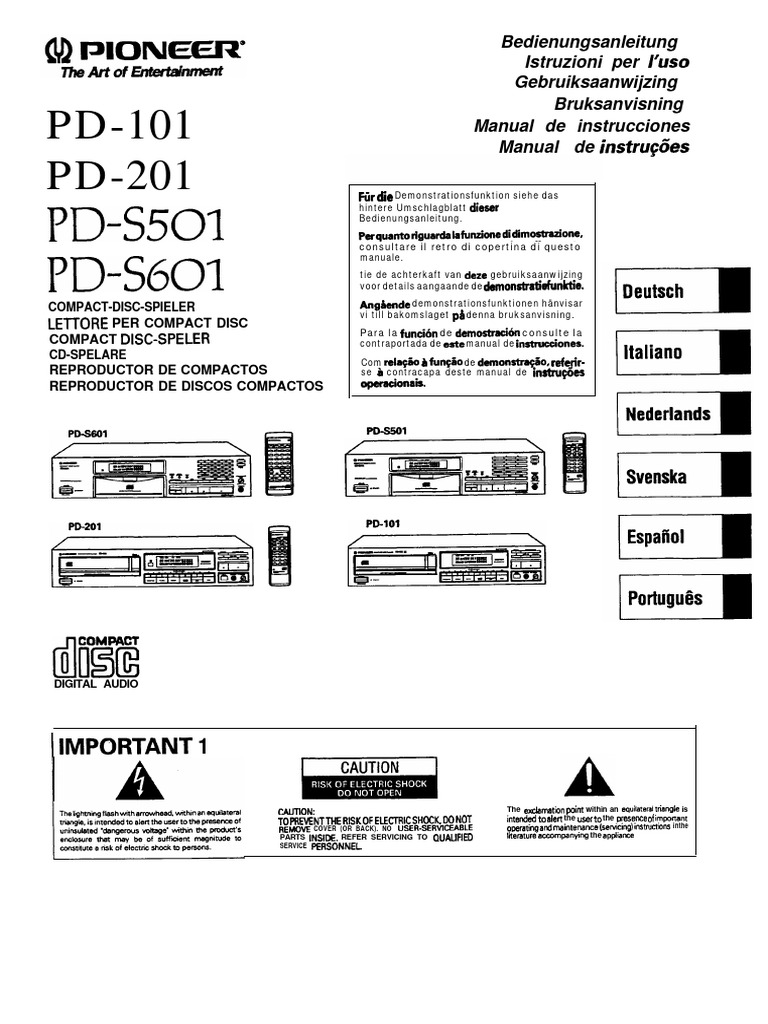 PD-101 PD-201 PD-SS01 PD-S601: (Important 1 | PDF
