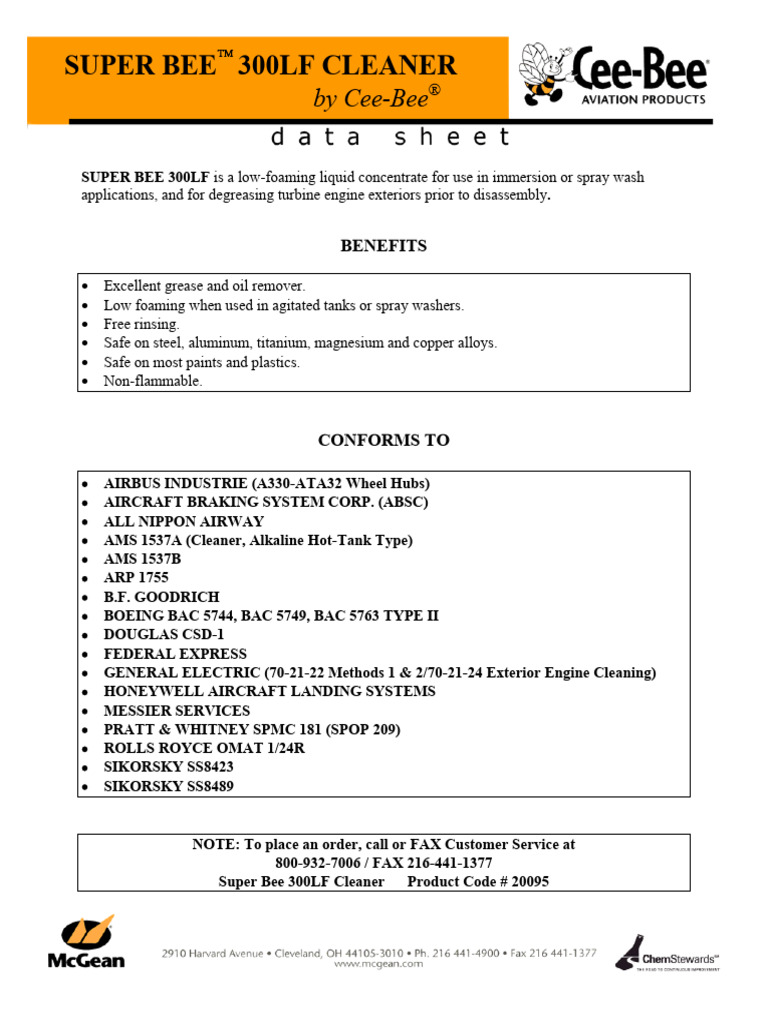 CeeBee Super Bee 300 LF TDS | PDF | Titration | Chemistry