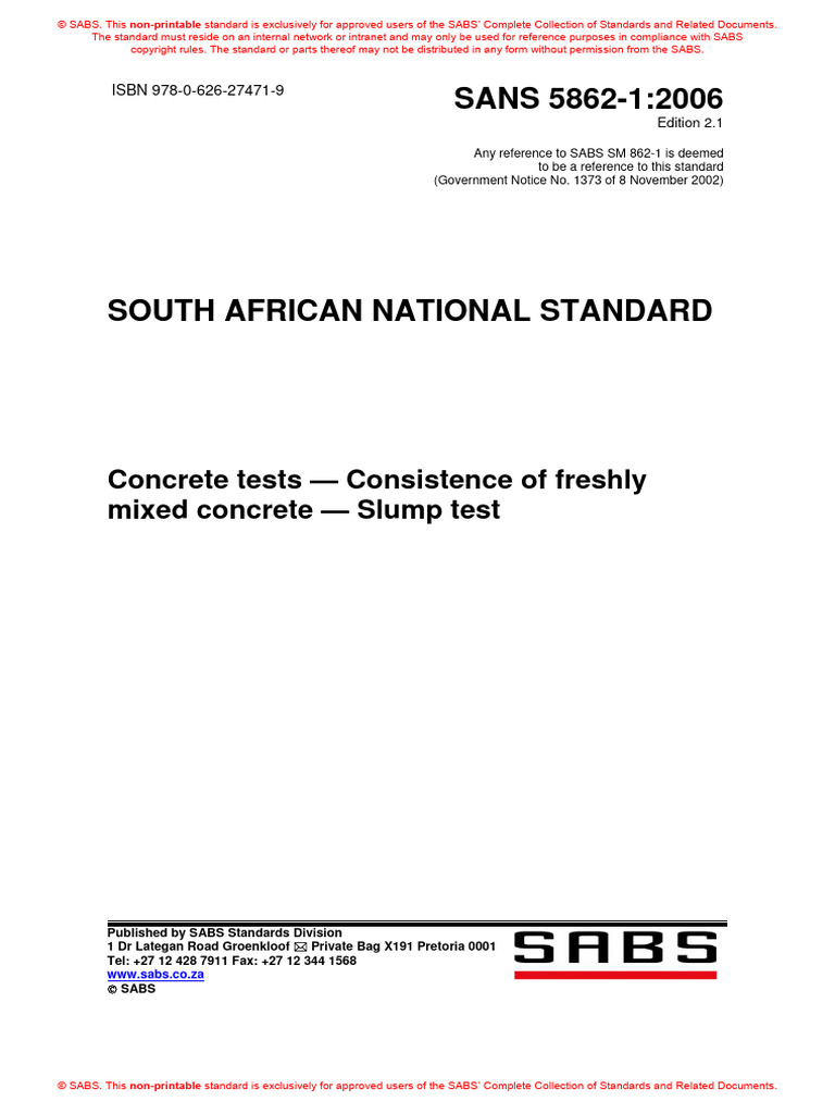 Sans 5862-1 | Download Free PDF | Concrete | Construction Aggregate