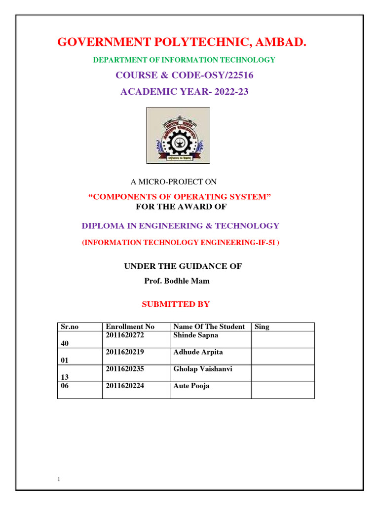 Components of Operating System Explained | PDF | Computer Data Storage ...