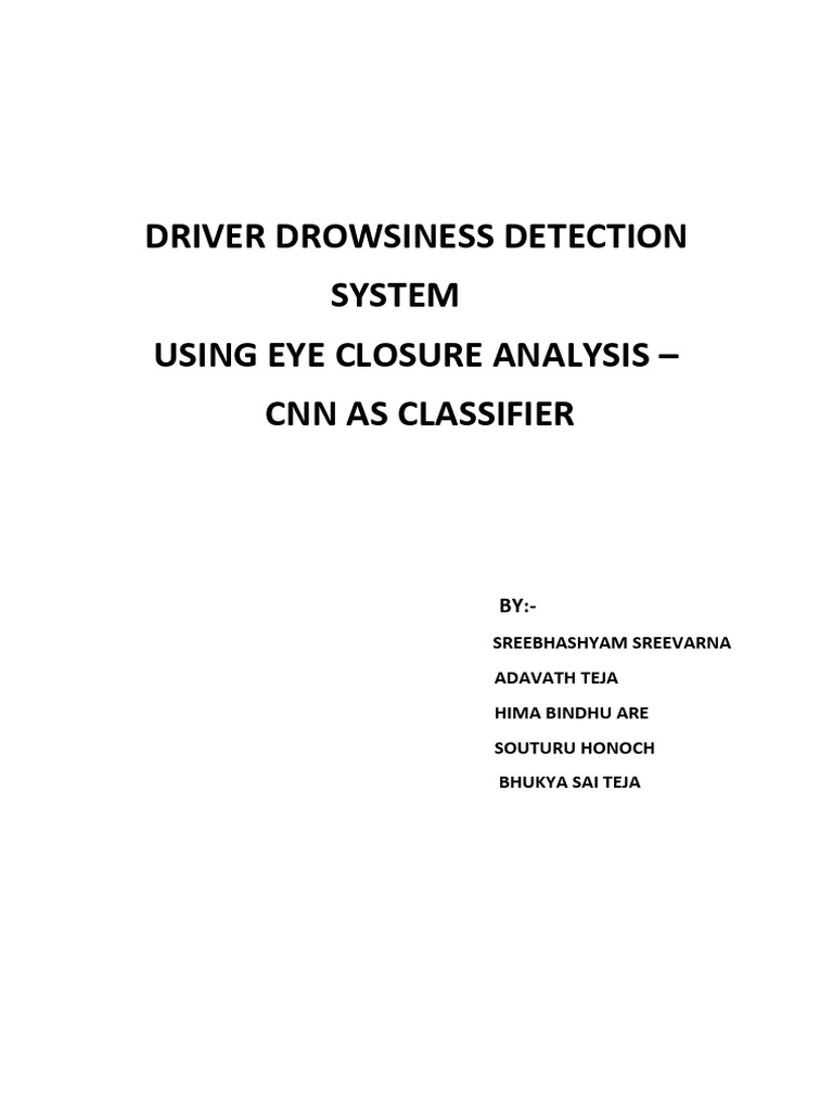Driver Drowsiness Detection Final Pdf Applied Mathematics Cybernetics