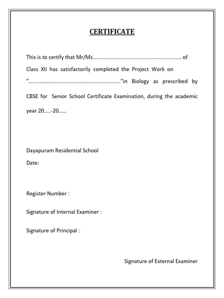 Certificate Biology | PDF