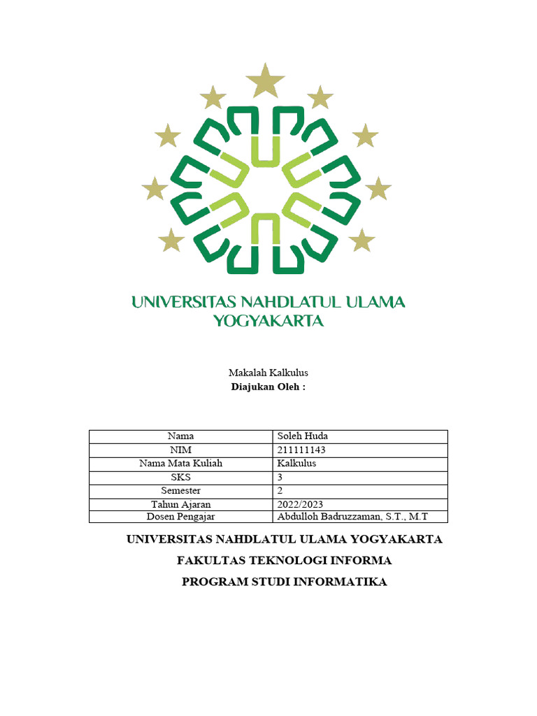 Makalah Kalkulus | PDF | Metode & Bahan Ajar | Sains & Matematika