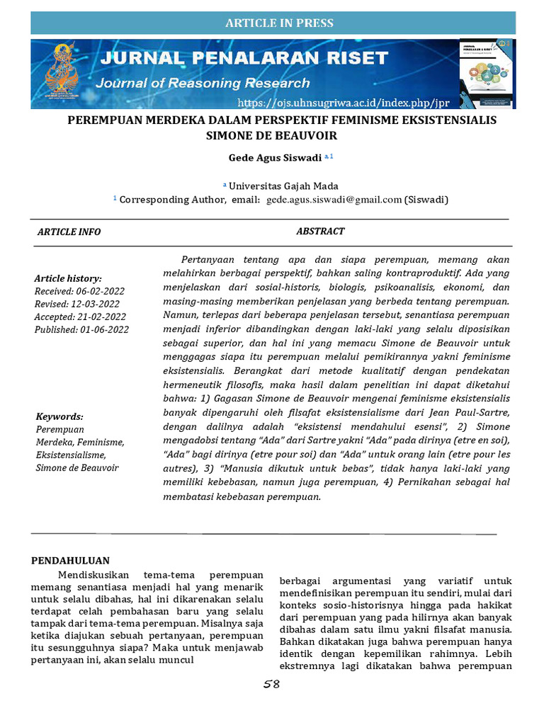 07 Agus Siswadi JPR Vol 1 No 1 | PDF | Filsafat