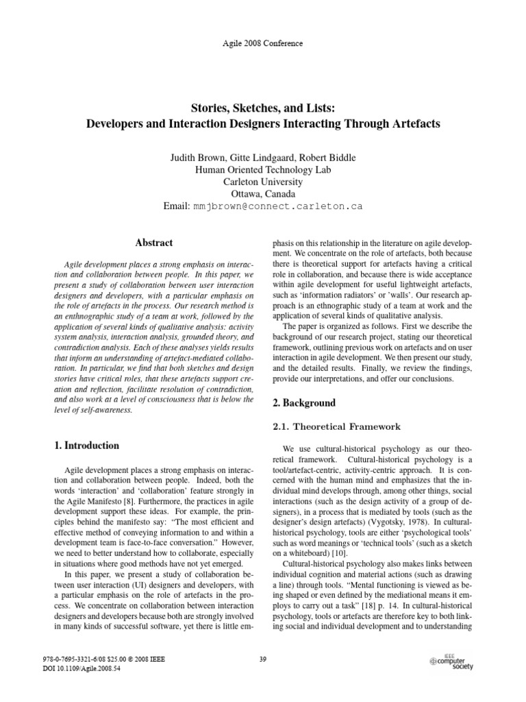 Stories Sketches and Lists Developers and Interaction Designers ...