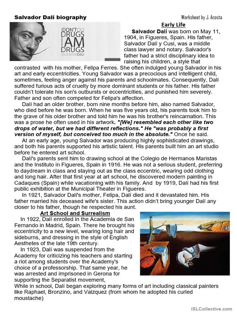 Salvador Dali's Biography | PDF | Salvador Dalí