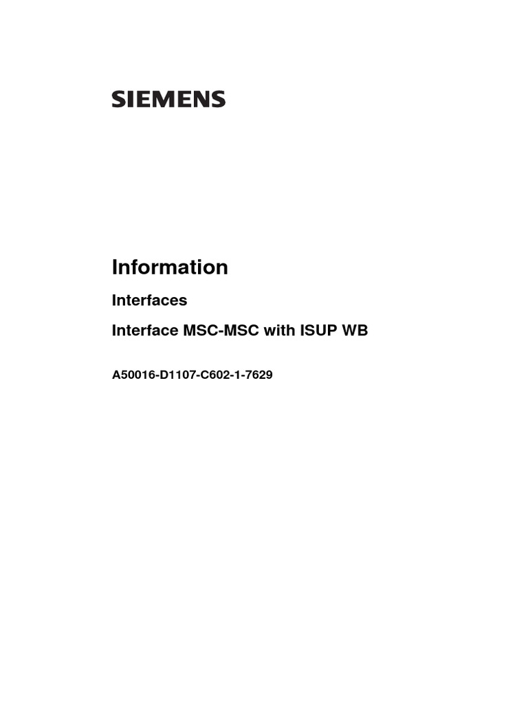 Information: Interfaces Interface MSC-MSC With ISUP WB | PDF | Computer Network | Osi Model