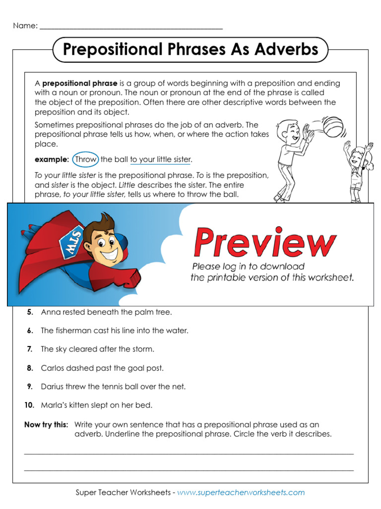 Prepositional Phrases Adverbs | PDF | Preposition And Postposition ...