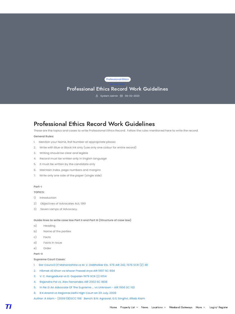 Professional Ethics Record Work Guidelines | PDF