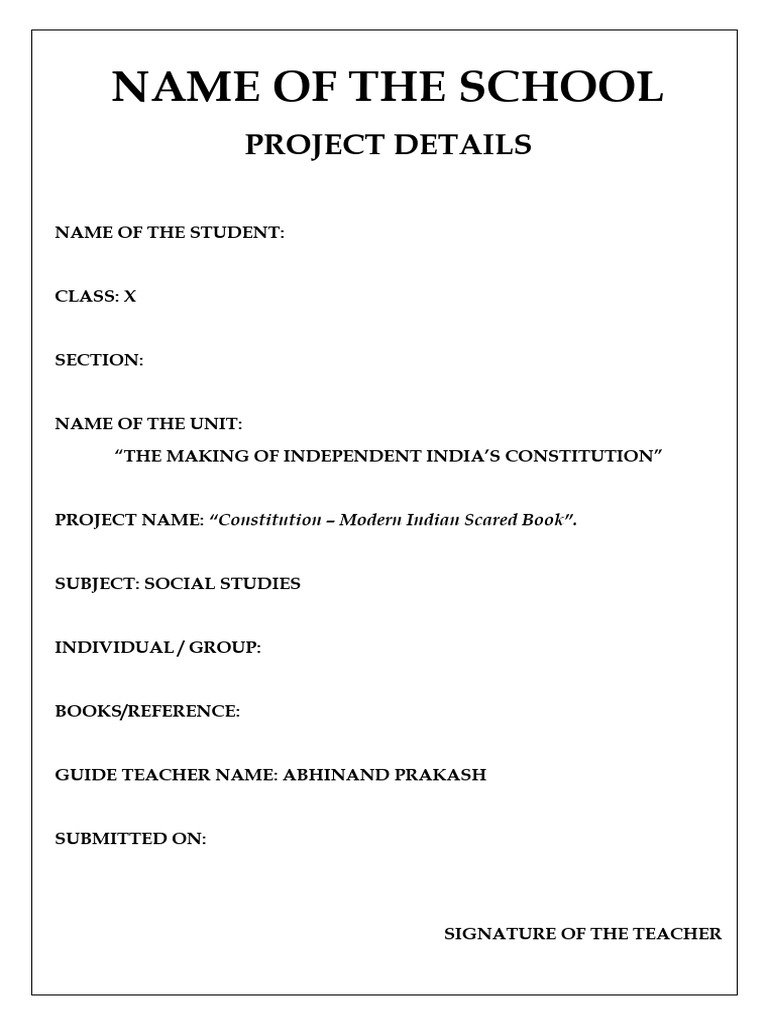Name of The School: Project Details | PDF | Dalit | Government