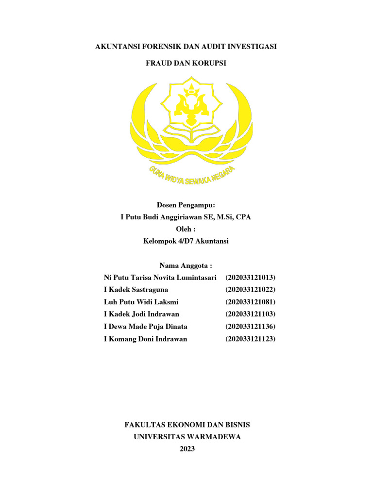 KLP 4 - Fraud Dan Korupsi - Akuntansi Forensik Dan Audit Investigasi | PDF