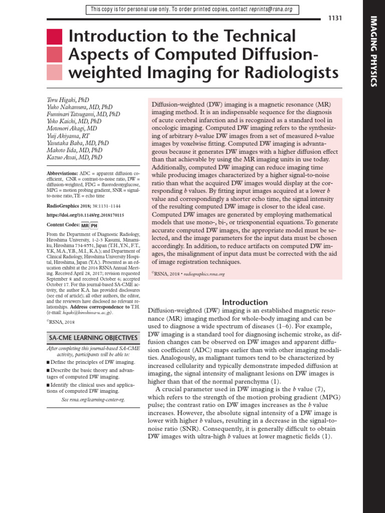 Higaki Et Al 2018 Introduction To The Technical Aspects of Computed Diffusion Weighted Imaging ...