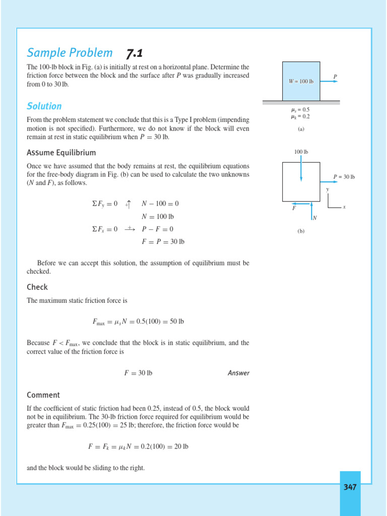 Friction Problem Analysis | PDF | Friction | Force