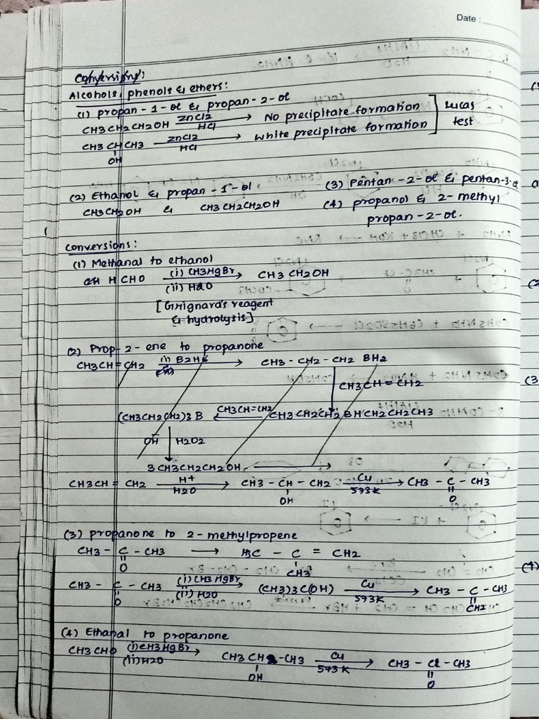 Alcohols Conversions | PDF | Molecules | Chemistry