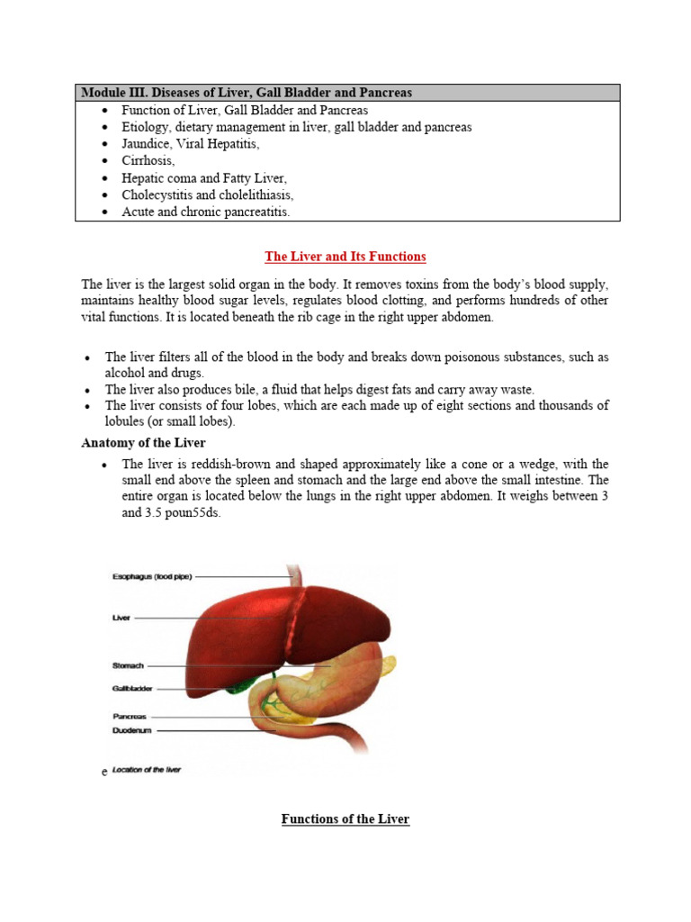 Module III Diseases of Liver, Gall Bladder and Pancreas | PDF ...