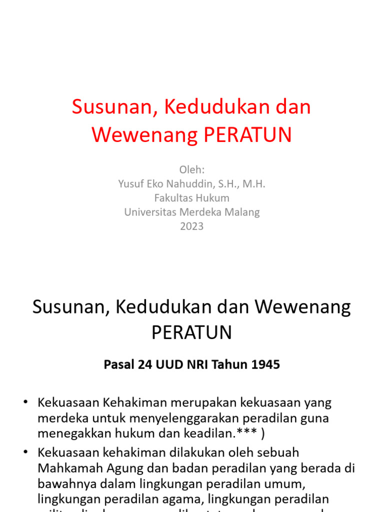Susunan, Kedudukan, Wewenang Peratun | PDF | Ilmu Sosial | Hukum