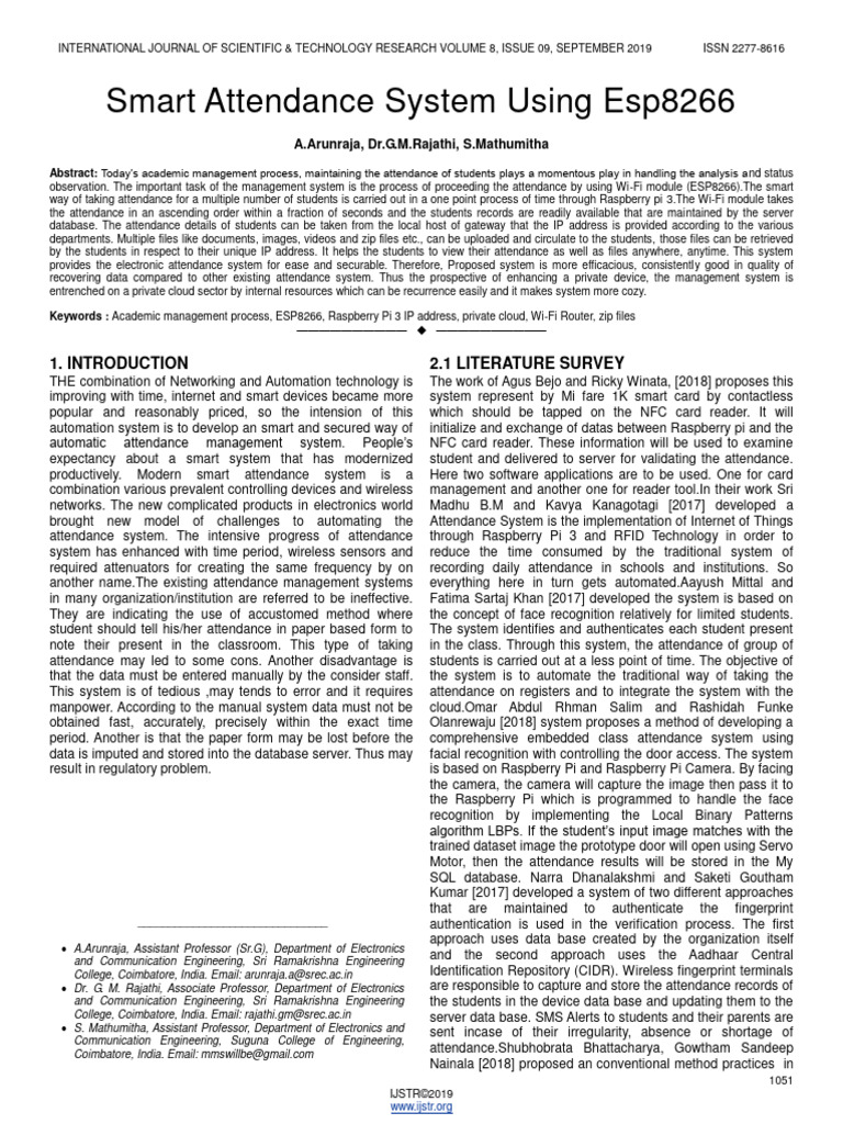 Smart Attendance System Using Esp8266 | PDF | My Sql | Raspberry Pi