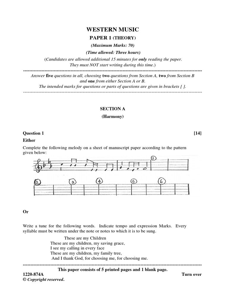 874a Western Music Paper 1 | PDF