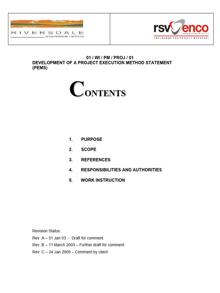 PM Proj 01 Wi-Method Statement - Revised JHL | PDF | Project Management ...
