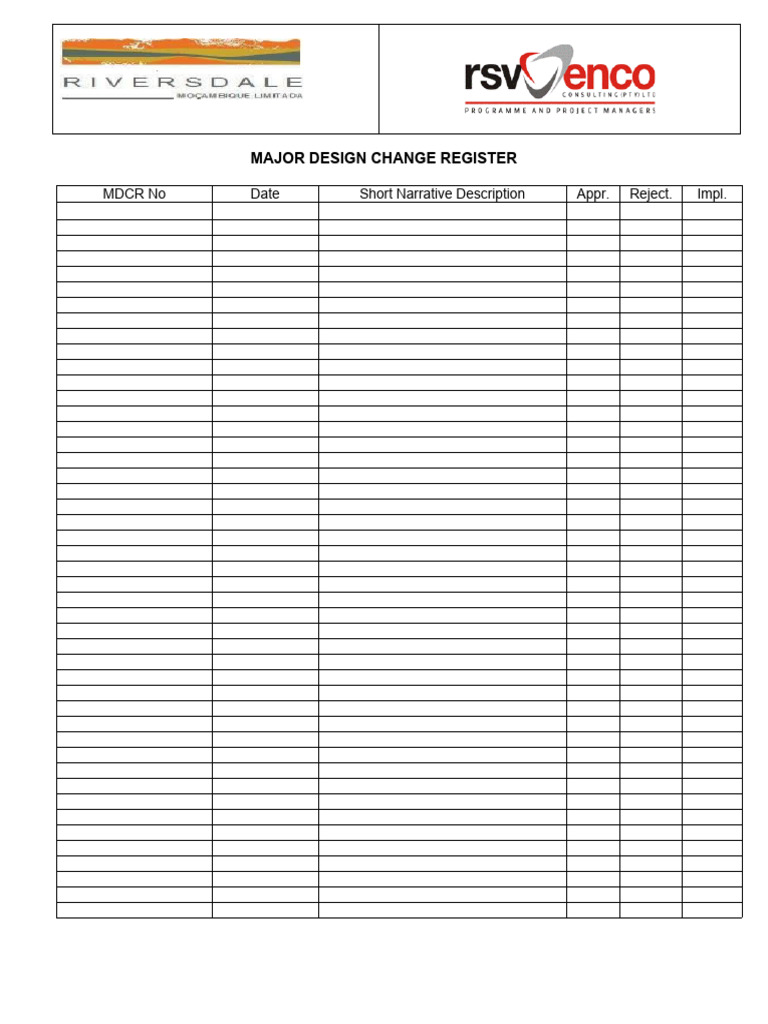 2 PM PROJ 06 - Major Design Change Register - REVISED JHL | PDF