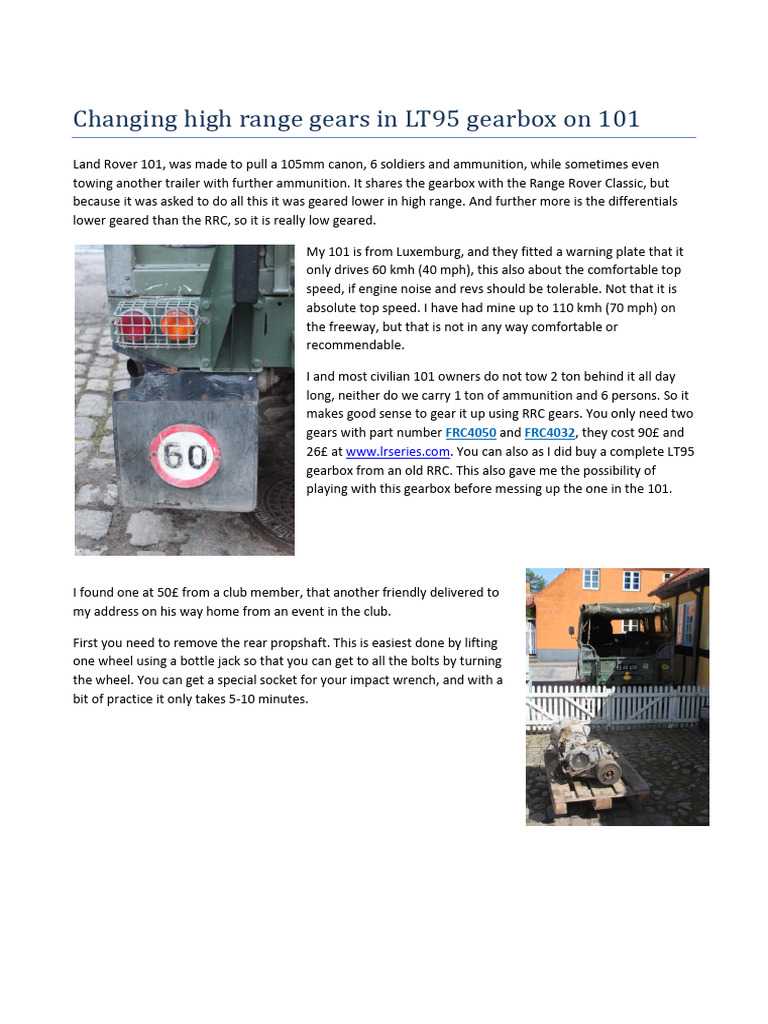 Upgrading LT95 Gearbox for Land Rover 101 | PDF | Gear | Vehicles
